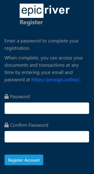 How to register for an Epic River eSign Portal Account