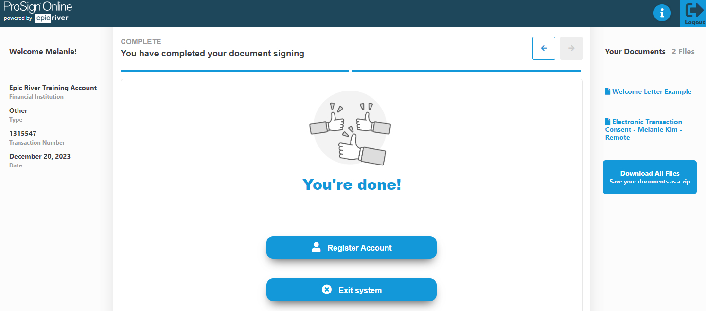 How to register for an Epic River eSign Portal Account